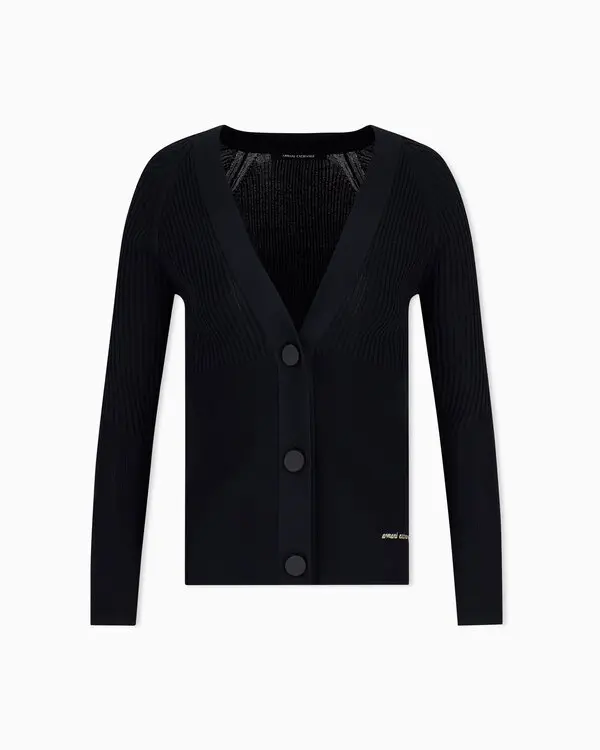 Armani Exchange Regular Fit Cardigan Knitted Recycled Viscose - Black