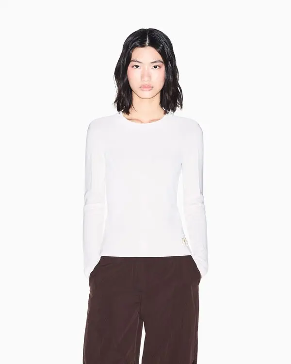 Armani Exchange Regular Fit Pullover Knitted In Recycled Viscose - Beige