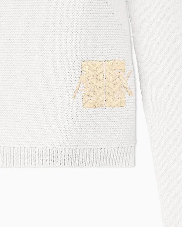 Armani Exchange Regular Fit Pullover Knitted In Recycled Viscose - Beige