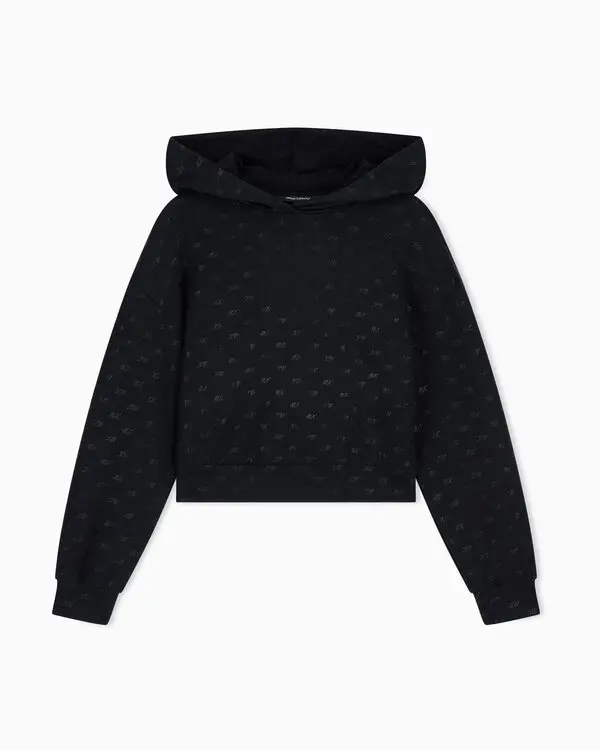 Armani Exchange Sweatshirt In Organic Cotton With Allover Print - Black
