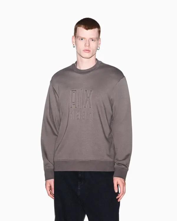 Armani Exchange Sweatshirt In Cotton French Terry - Brown