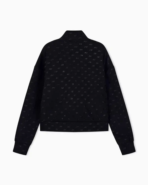 Armani Exchange Sweatshirt In Organic Cotton With Allover Print - Black