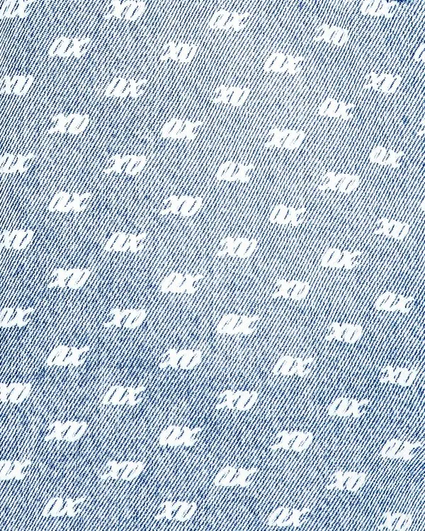 Armani Exchange Regular Fit Shirt In Rigid Denim With Allover Print