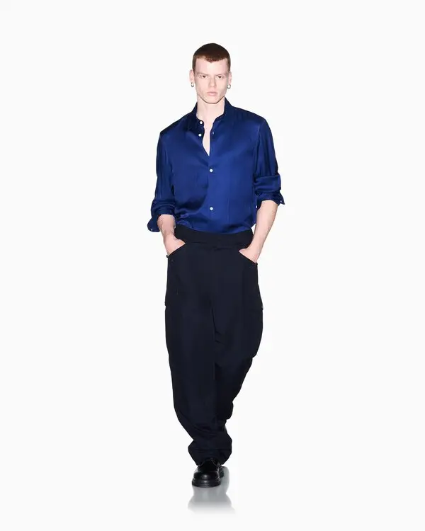 Armani Exchange Oversized Shirt In Eco-viscose Twill