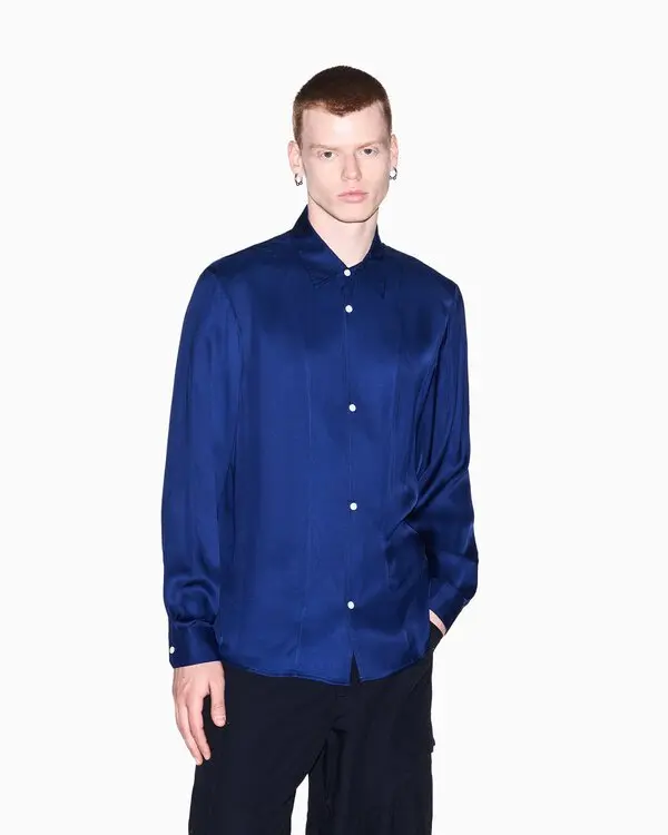 Armani Exchange Oversized Shirt In Eco-viscose Twill