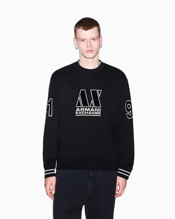 Armani Exchange Sweatshirt In Cotton French Terry - Black