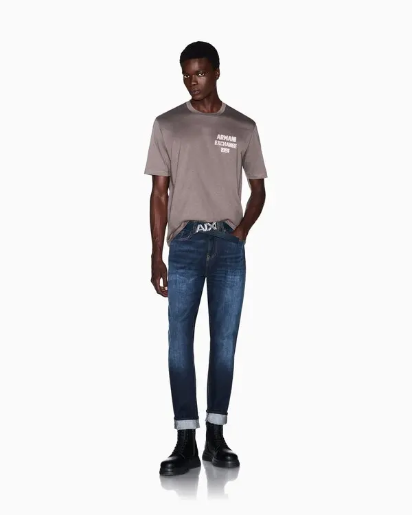 Armani Exchange Regular T-shirt In Cotton Jersey - Brown