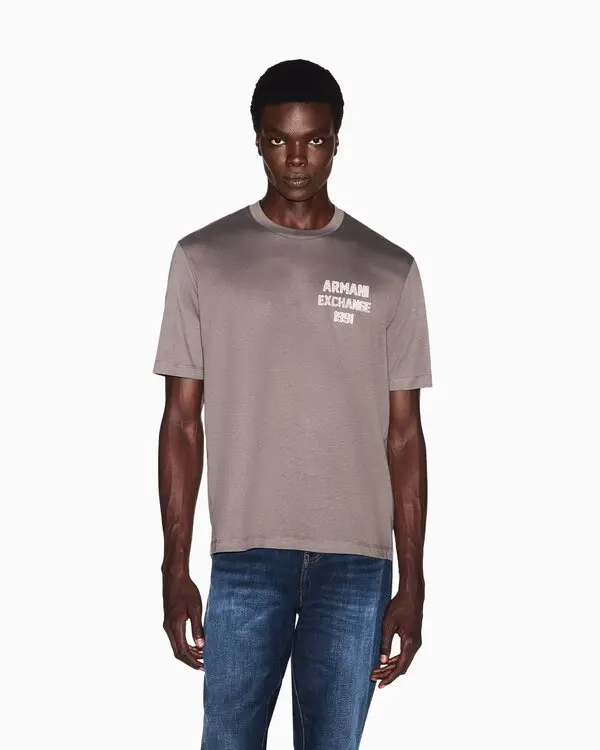Armani Exchange Regular T-shirt In Cotton Jersey - Brown