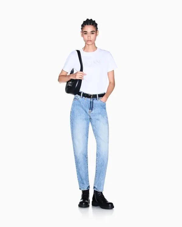 Armani Exchange Oversized Fit 5 Pockets Denim Pant Rigid Cotton