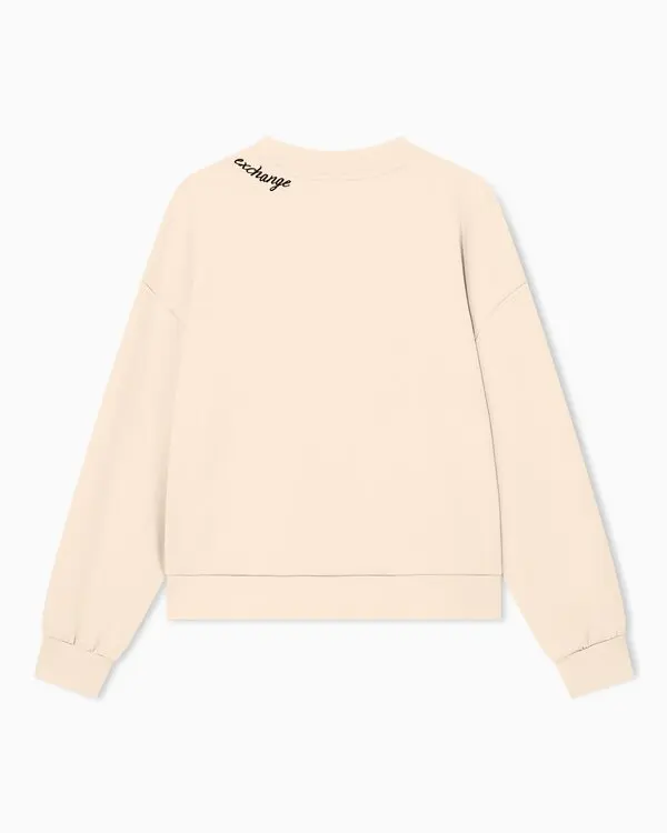 Armani Exchange Sweatshirt In Stretch Scuba Viscose With Hood - Beige