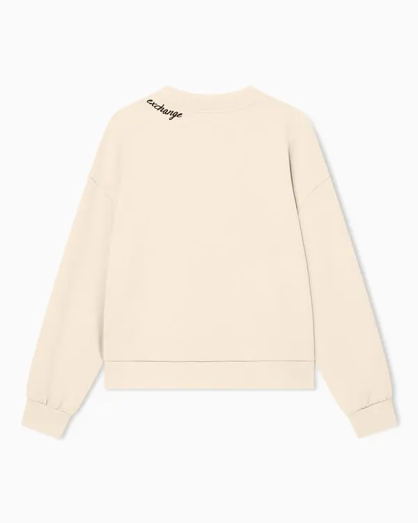 Armani Exchange Stretch Scuba Viscose Sweatshirt With Hood - Beige