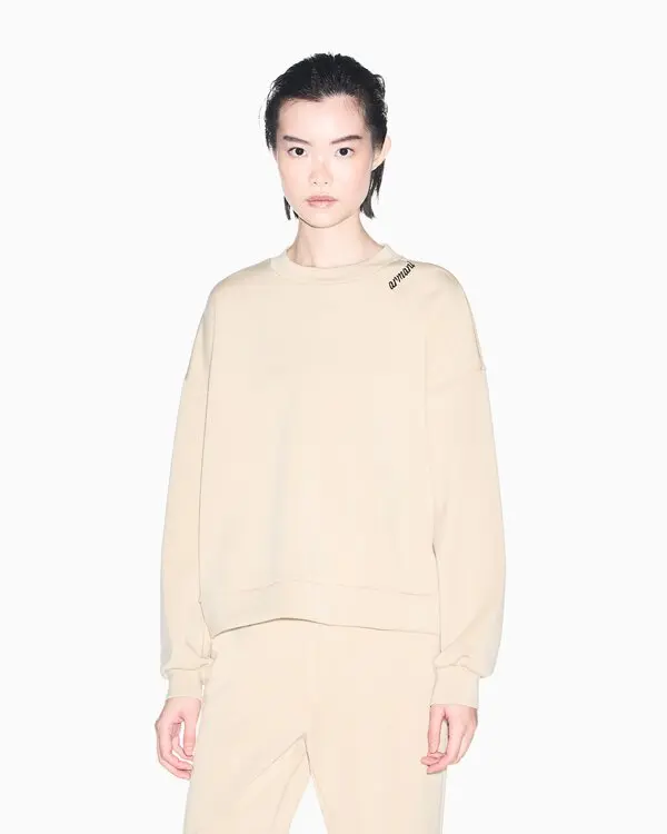 Armani Exchange Stretch Scuba Viscose Sweatshirt With Hood - Beige