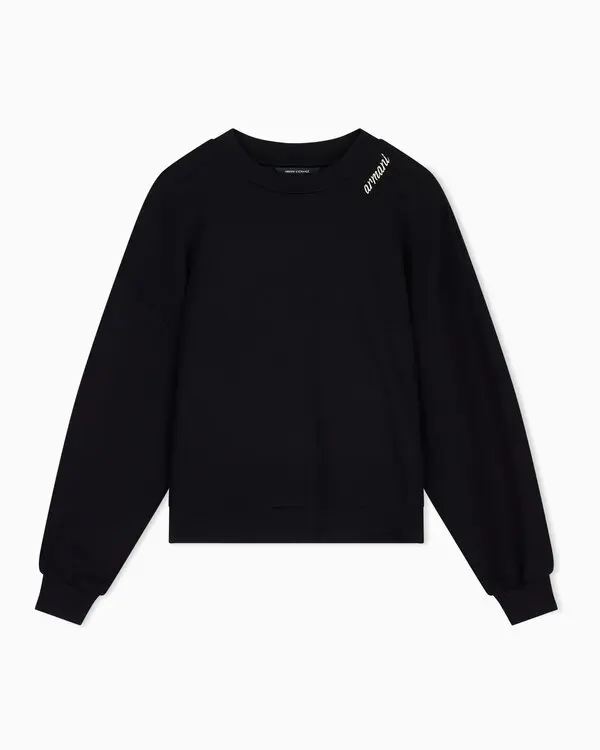 Armani Exchange Sweatshirt In Stretch Scuba Viscose With Hood - Black