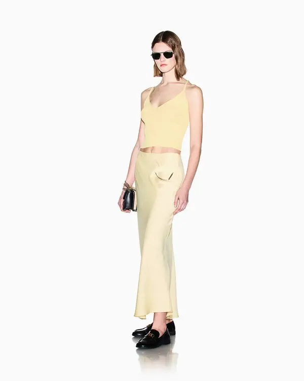 Armani Exchange Recycled Crepe Satin Maxi Skirt - Yellow