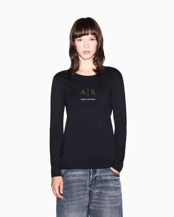 Armani Exchange Regular T-shirt In Organic Cotton Jersey - Black