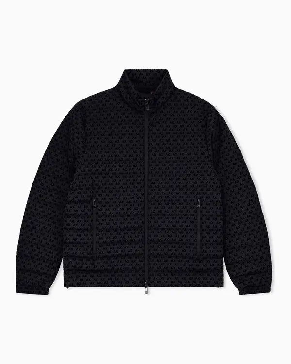 Armani Exchange Down Jacket In All-over Flocked Nylon
