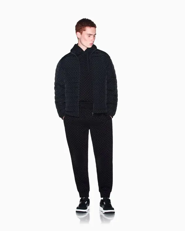 Armani Exchange Down Jacket In All-over Flocked Nylon