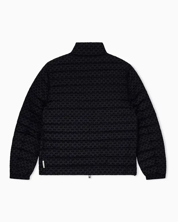 Armani Exchange Down Jacket In All-over Flocked Nylon