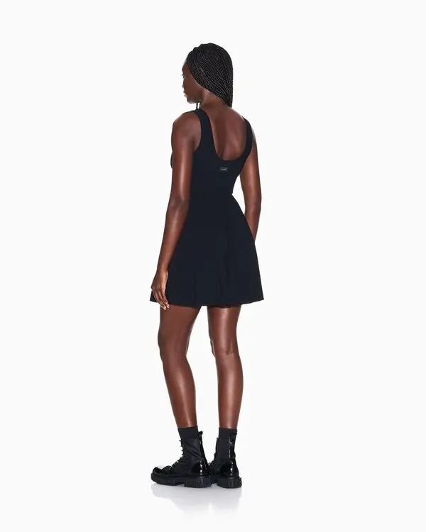 Armani Exchange Short Light Crepe Dress With Asymmetric Draping - Black