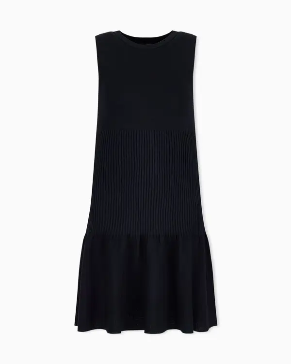 Armani Exchange Slim Fit Dress In Knitted Recycled Viscose - Black