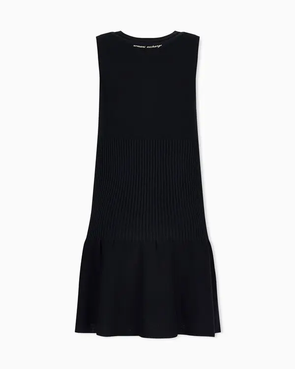 Armani Exchange Slim Fit Dress In Knitted Recycled Viscose - Black