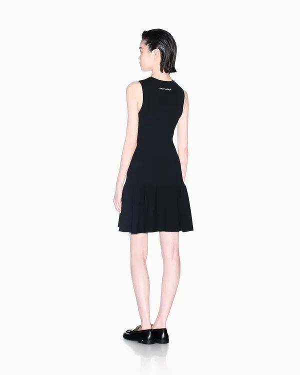 Armani Exchange Slim Fit Dress In Knitted Recycled Viscose - Black