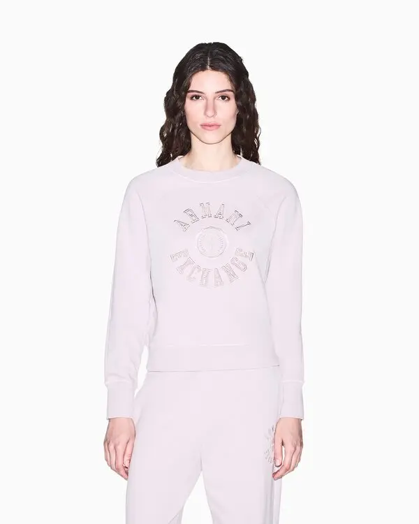 Armani Exchange Crewneck Sweatshirt In Textured French Terry