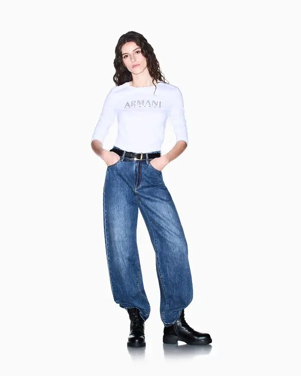 Armani Exchange Oversized Rigid Cotton Denim 5-pocket Jeans