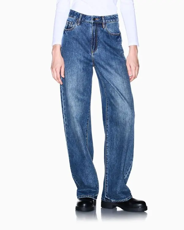 Armani Exchange Oversized Rigid Cotton Denim 5-pocket Jeans