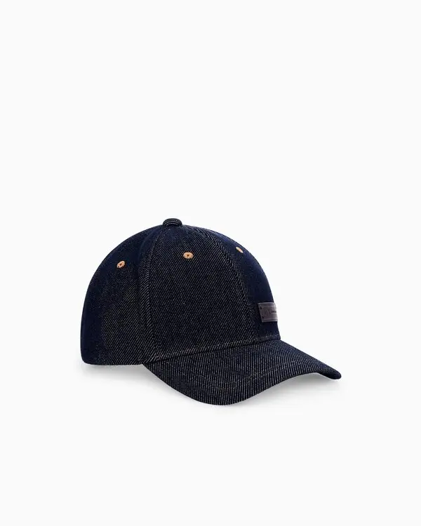 Armani Exchange Baseball Hat In Stretch Cotton Denim