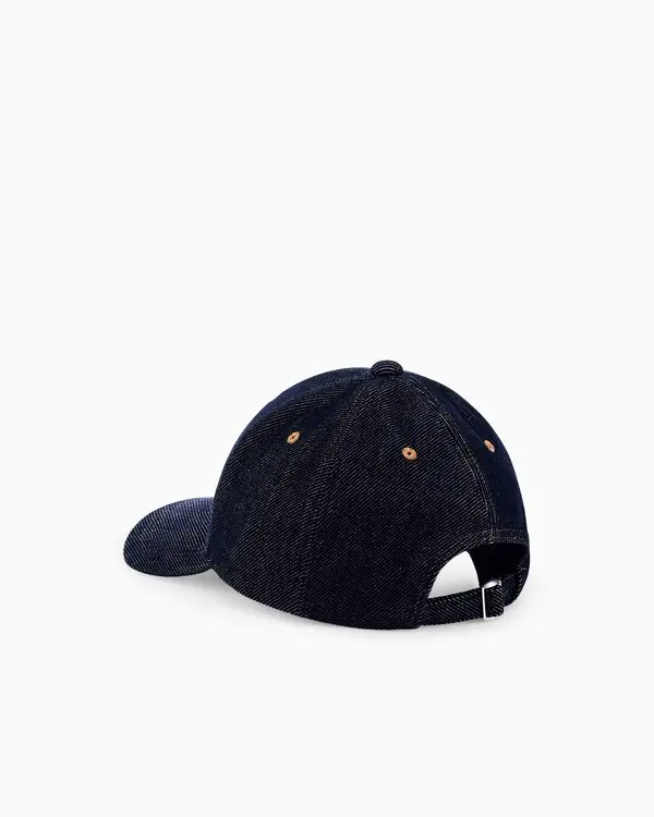 Armani Exchange Baseball Hat In Stretch Cotton Denim