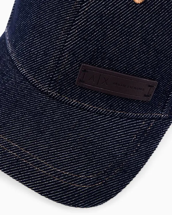 Armani Exchange Baseball Hat In Stretch Cotton Denim