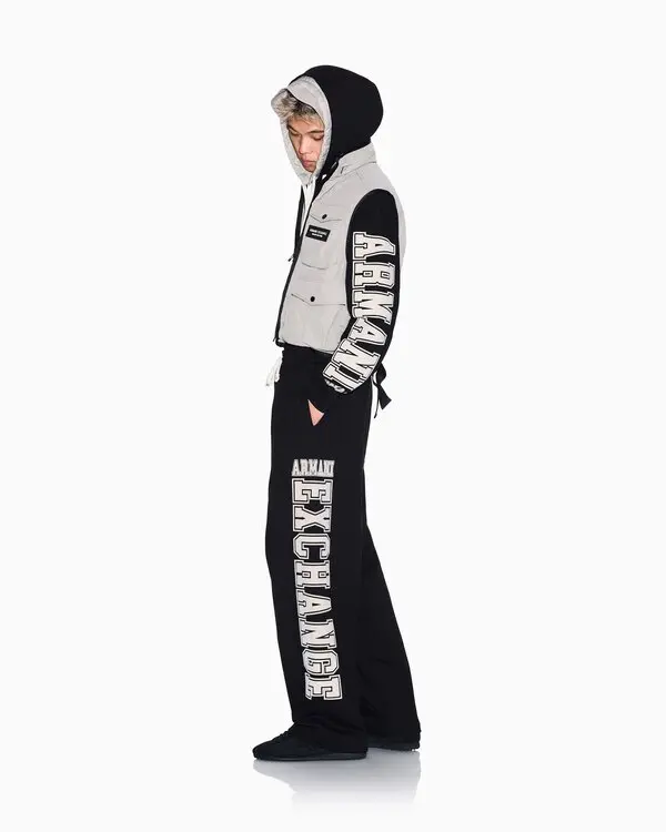 Armani Exchange Oversized Trousers In Cotton French Terry - Black