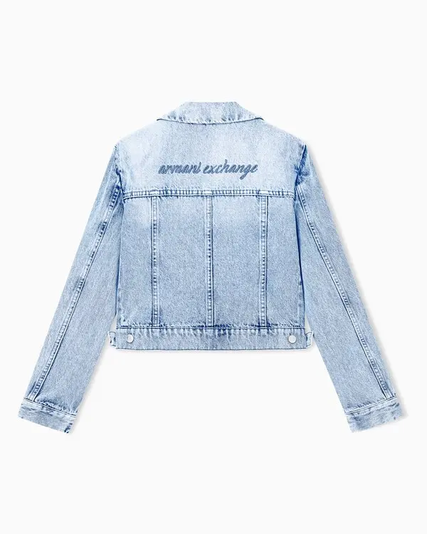 Armani Exchange Regular Fit Blazer In 12.4oz Rigid Cotton Denim