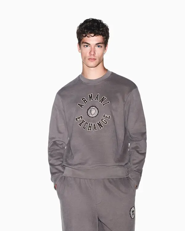 Armani Exchange Sweatshirt In Carbonized Cotton French Terry