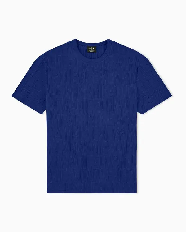 Armani Exchange Regular T-shirt In Mercerized Cotton Jersey - Blue