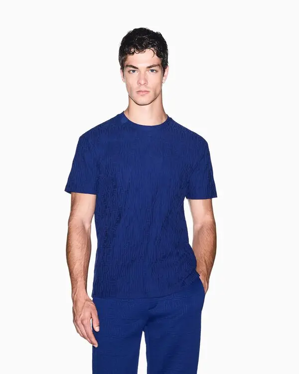 Armani Exchange Regular T-shirt In Mercerized Cotton Jersey - Blue