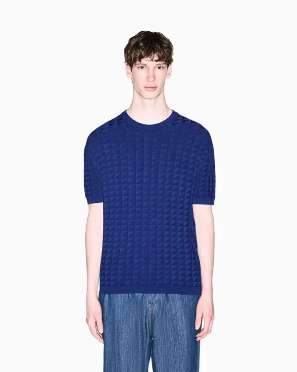 Armani Exchange Regular Fit Pullover In Viscose Blend - Blue