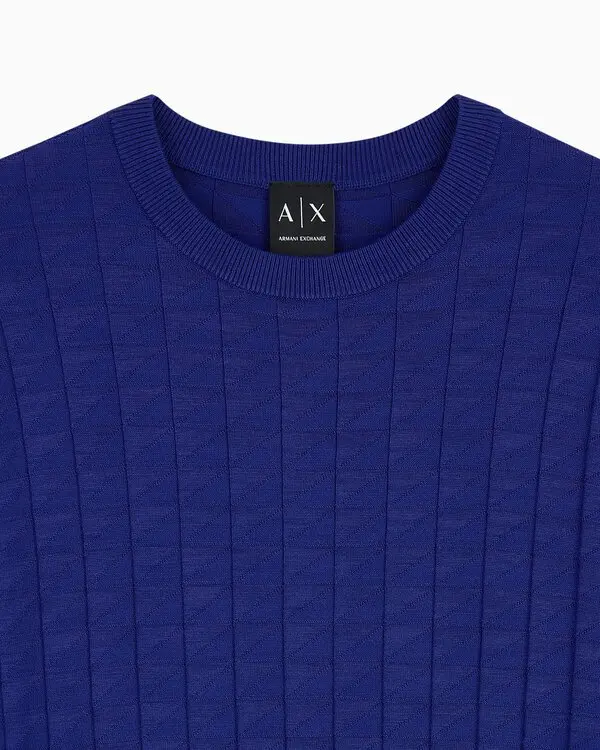 Armani Exchange Regular Fit Pullover In Viscose Blend - Blue