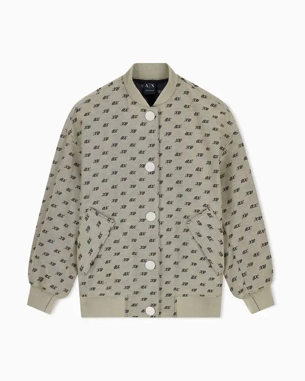 Armani Exchange Blouson Jacket Cotton Blend Allover Jacquard