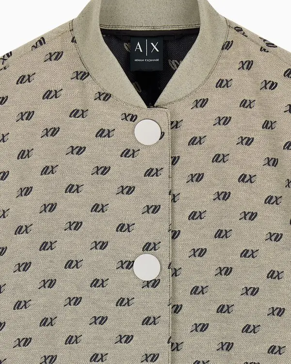 Armani Exchange Blouson Jacket Cotton Blend Allover Jacquard