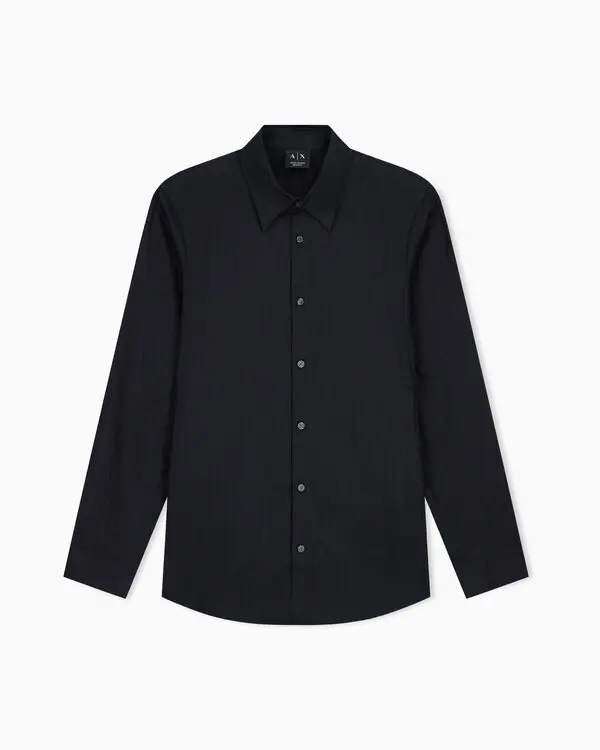 Armani Exchange Regular Fit Shirt In Cotton Jacquard - Black