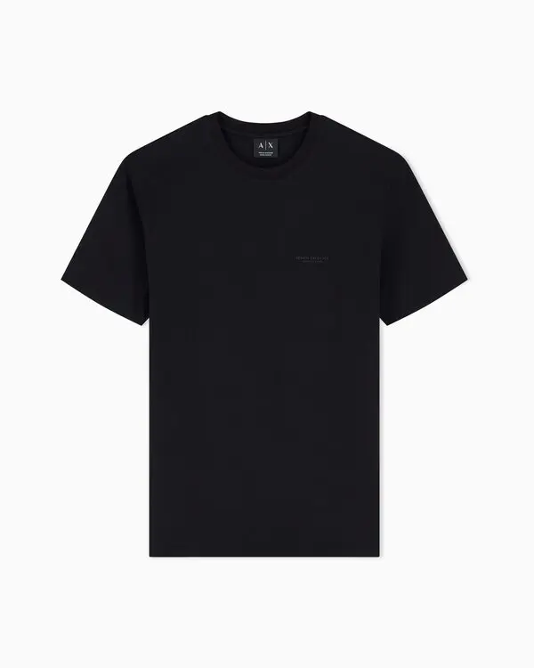 Armani Exchange Slim Fit T-shirt In Stretch Cotton Jersey With Rib Details - Black