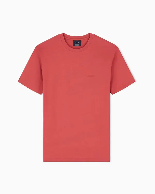 Armani Exchange Slim Fit T-shirt In Stretch Cotton Jersey With Rib Details - Red