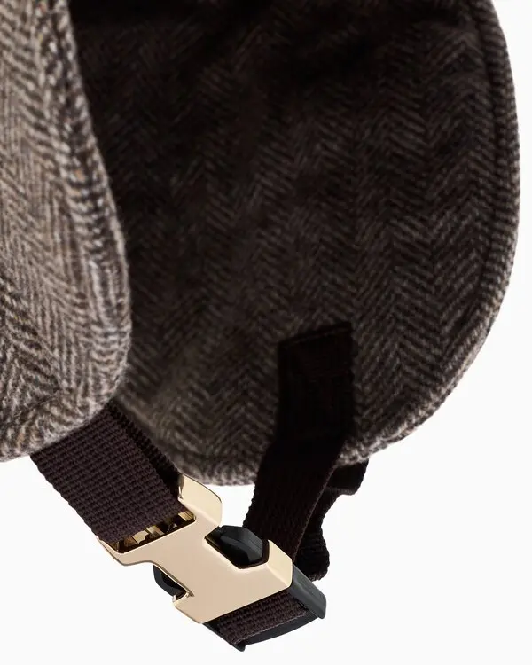 Armani Exchange Baseball Hat In Recycled Herringbone Wool Blend