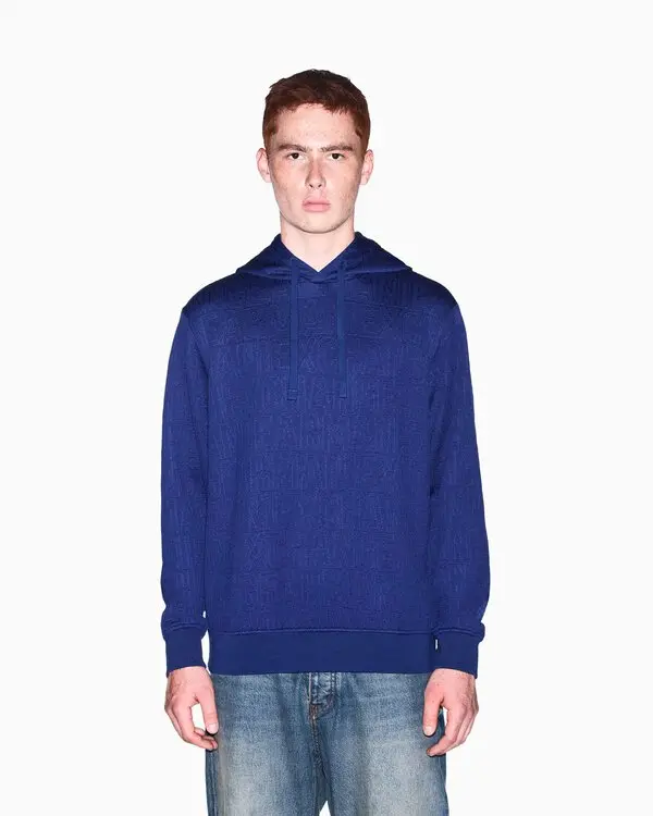 Armani Exchange Sweatshirt In Stretch Jacquard Jersey - Blue
