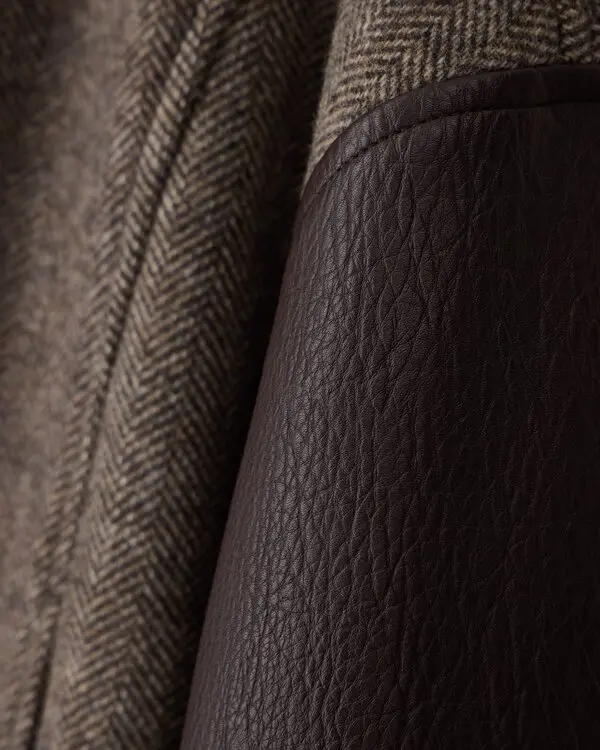 Armani Exchange Blouson Jacket Fit Recycled Herringbone Wool Coated Trim