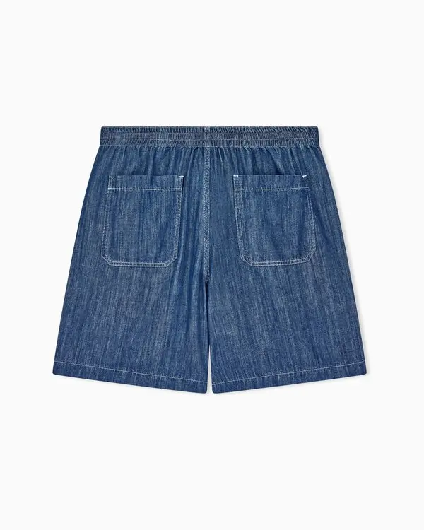 Armani Exchange Regular Fit Shorts In Washed Cotton Denim