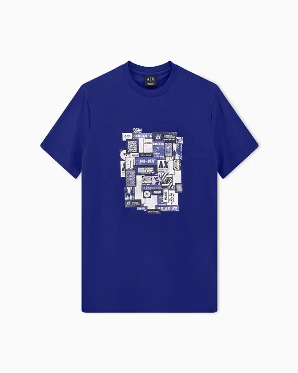 Armani Exchange Regular T-shirt In Cotton Jersey - Blue