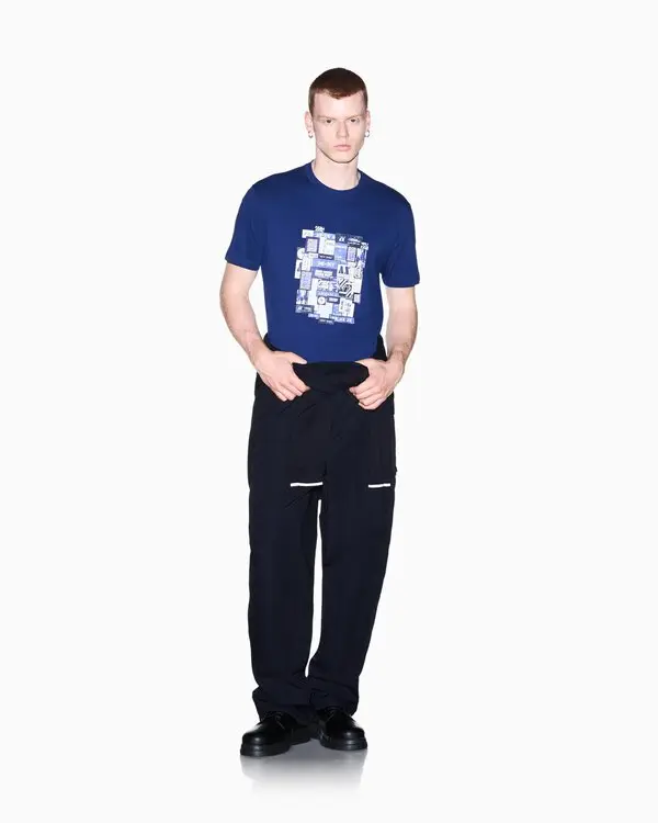 Armani Exchange Regular T-shirt In Cotton Jersey - Blue